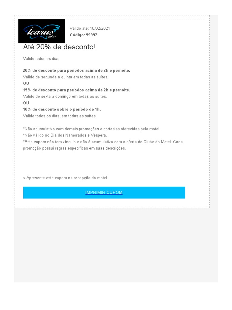 Ícarus Motel - Betim - (Até 20% de Desconto!) | PDF