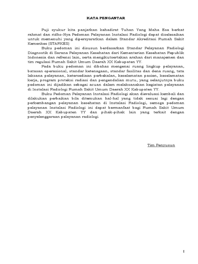 Contoh PEDOMAN PELAYANAN RADIOLOGI | PDF
