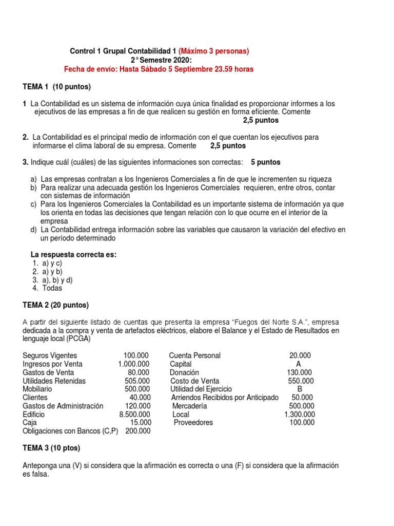 Control Grupal de Contabilidad 1 | PDF | Contabilidad | Business