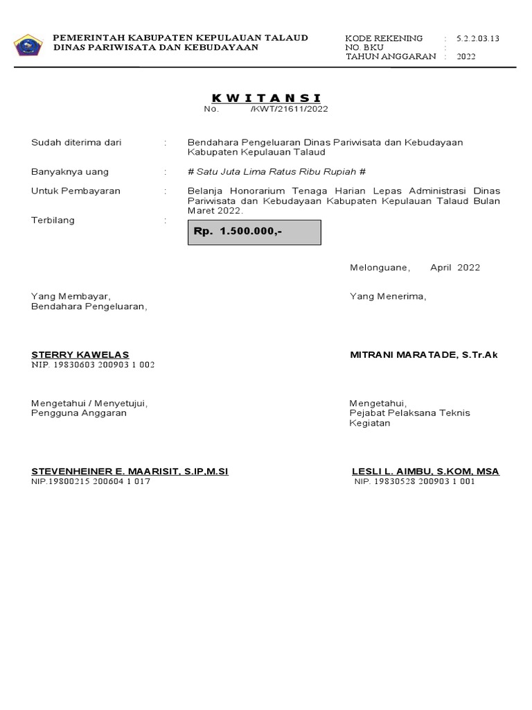 KWITANSI Honor | PDF