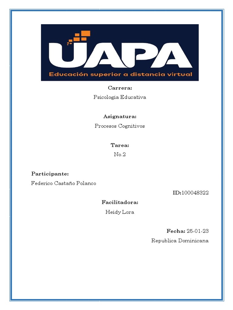 Tarea 2 Procesos Cognitivos | PDF | Percepción | Mente Tarea 2 Procesos Cognitivos | PDF | Percepción | Mente
