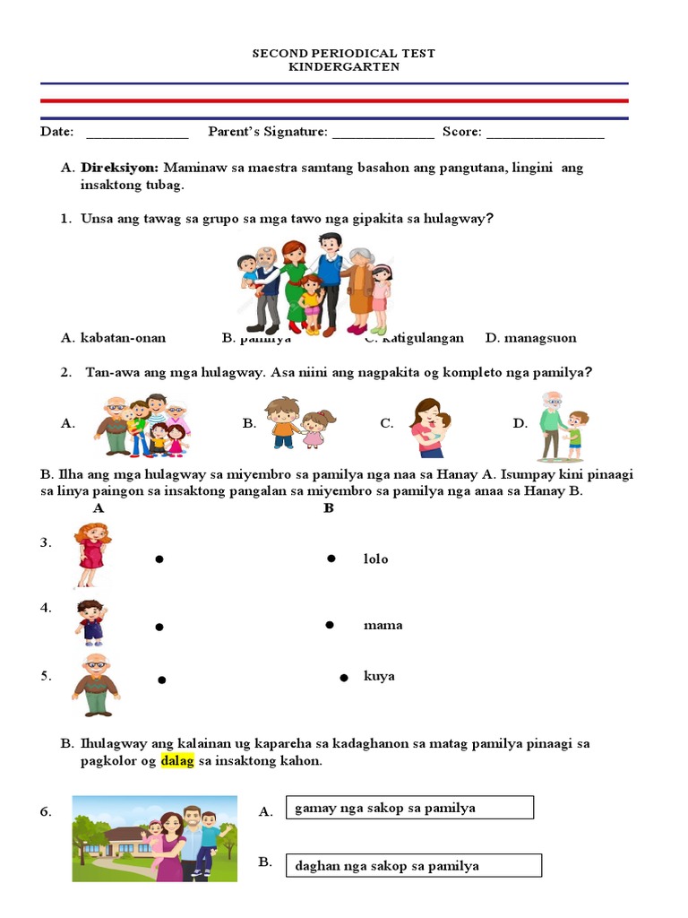 Second Periodical Test With Tos Kinder | PDF
