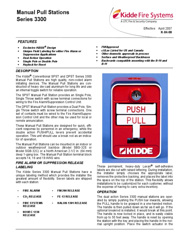 Kidde - Manual Pull Station | PDF | Components | Electrical Engineering