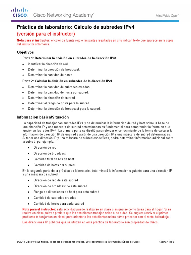 9.1.4.8 Lab - Calculating IPv4 Subnets - ILM | PDF | Dirección IP | Protocolos de capa de red