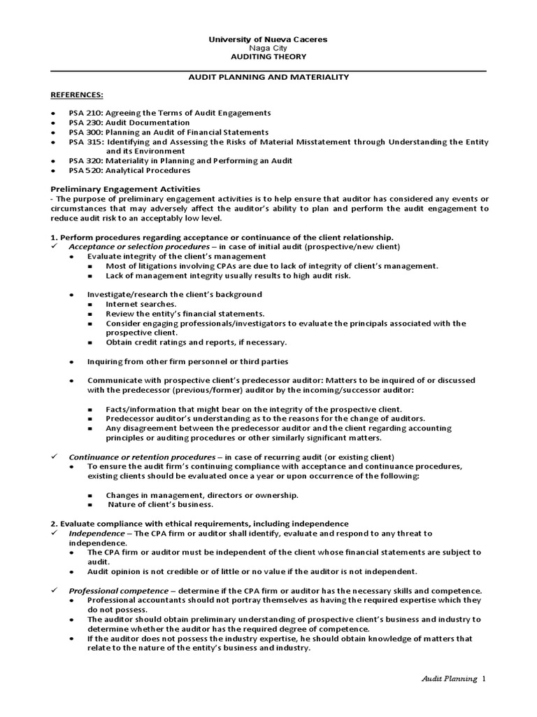 Audit Planning and Materiality | PDF | Audit | Financial Audit