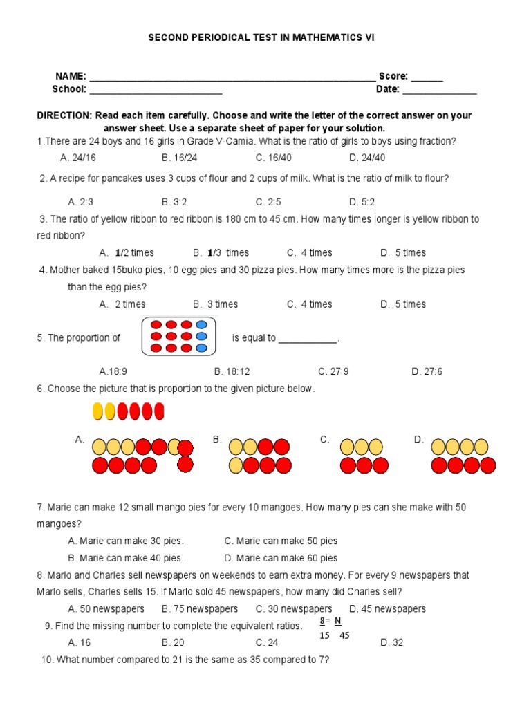 Grade 6 2nd Periodical Test With TOS & Answer Keys MATH | PDF ...