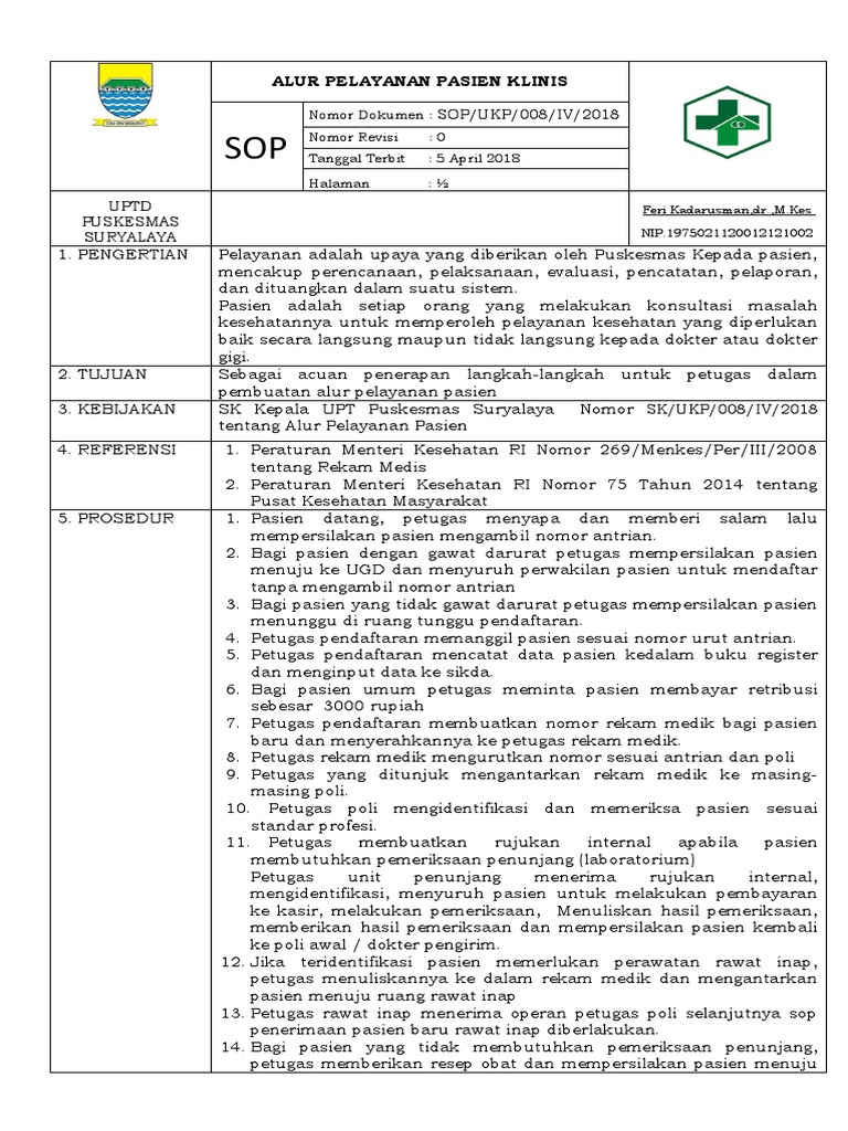 Ep 1 Sop Alur Pelayanan Klinis Pdf