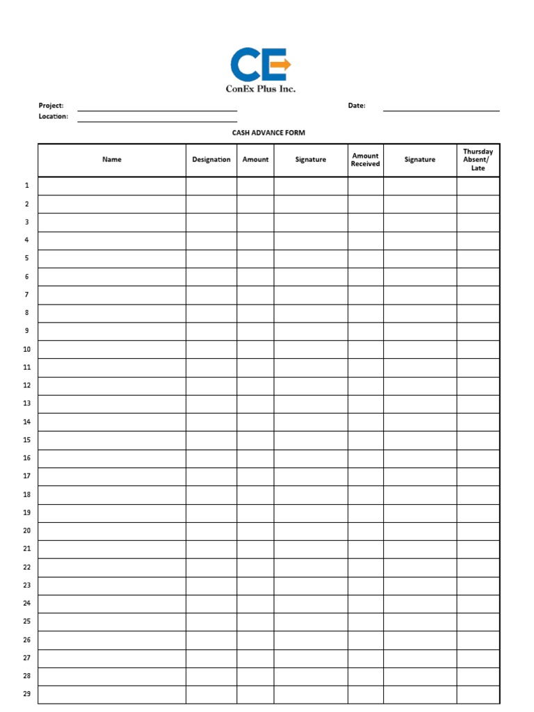 Cash Advance Form | PDF