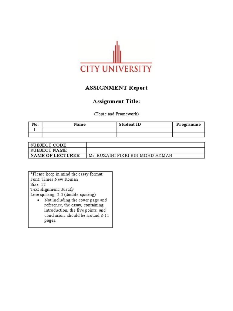 Template City Uni Assignment English | PDF | Essays | Paragraph