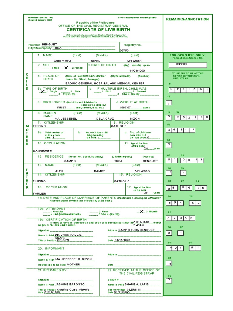 Birth Certificate Form | PDF | Affidavit | Birth Certificate