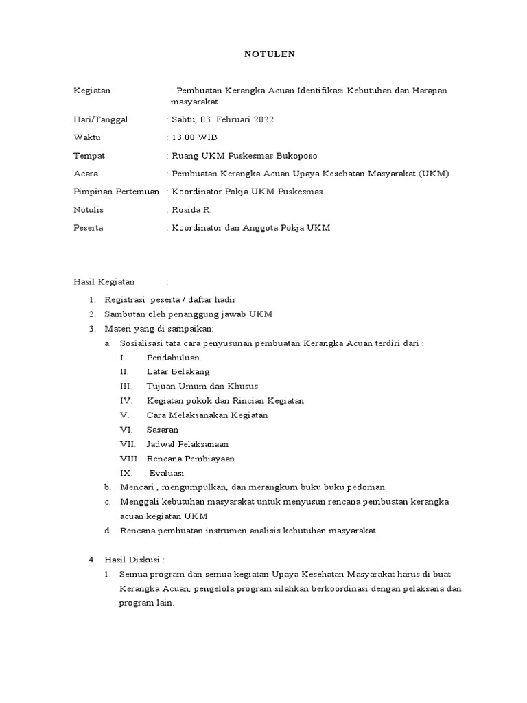 Notulen Pertemuan | PDF