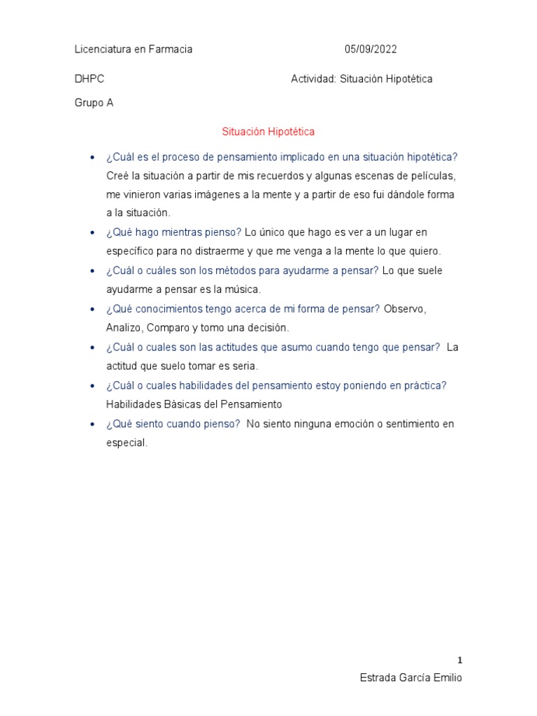 Situación Hipotética DHPC | PDF