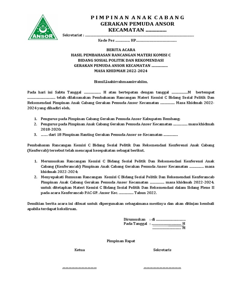 Berita Acara Materi Komisi C | PDF