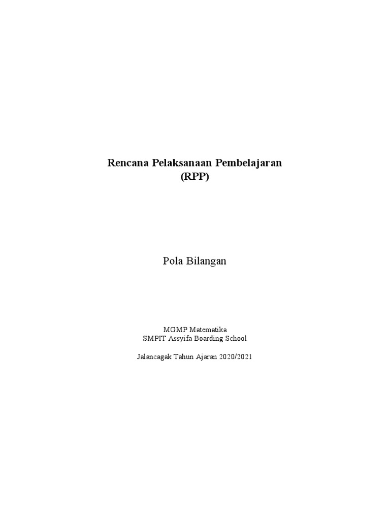 RPP Pola Bilangan | PDF