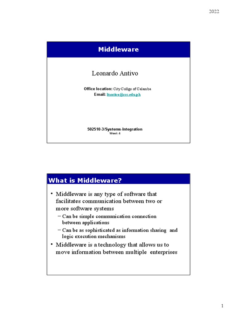 Middleware for IT Professionals | PDF | Databases | System Software
