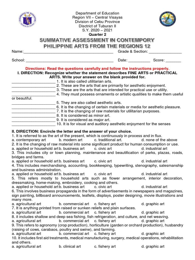 Cpar 12 Assessment Q2 | PDF