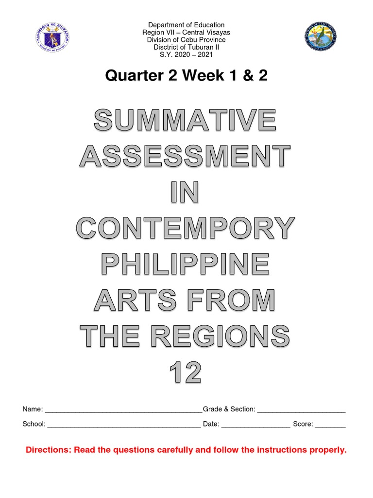Cpar 12 Assessment Q2W1-2 | PDF | Philippines