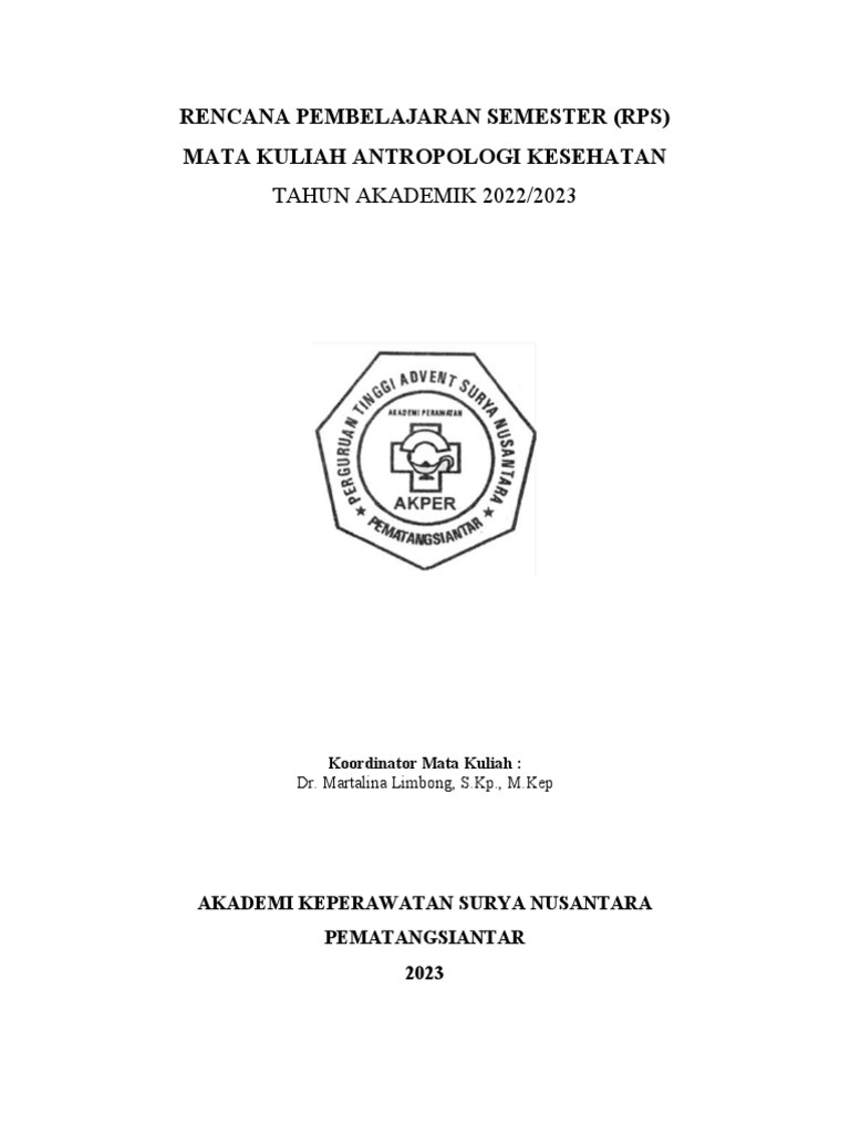 Rps Antropologi Kesehatan 2023 | PDF