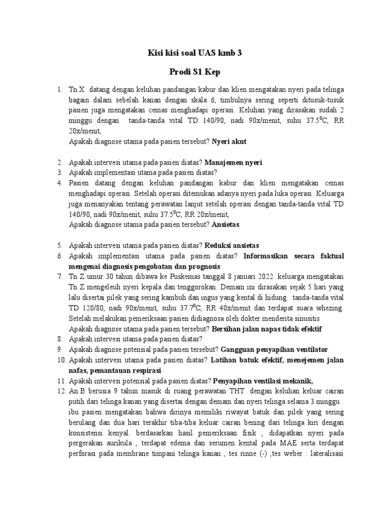 Kisi Soal Uas KMB 3 S1 | PDF