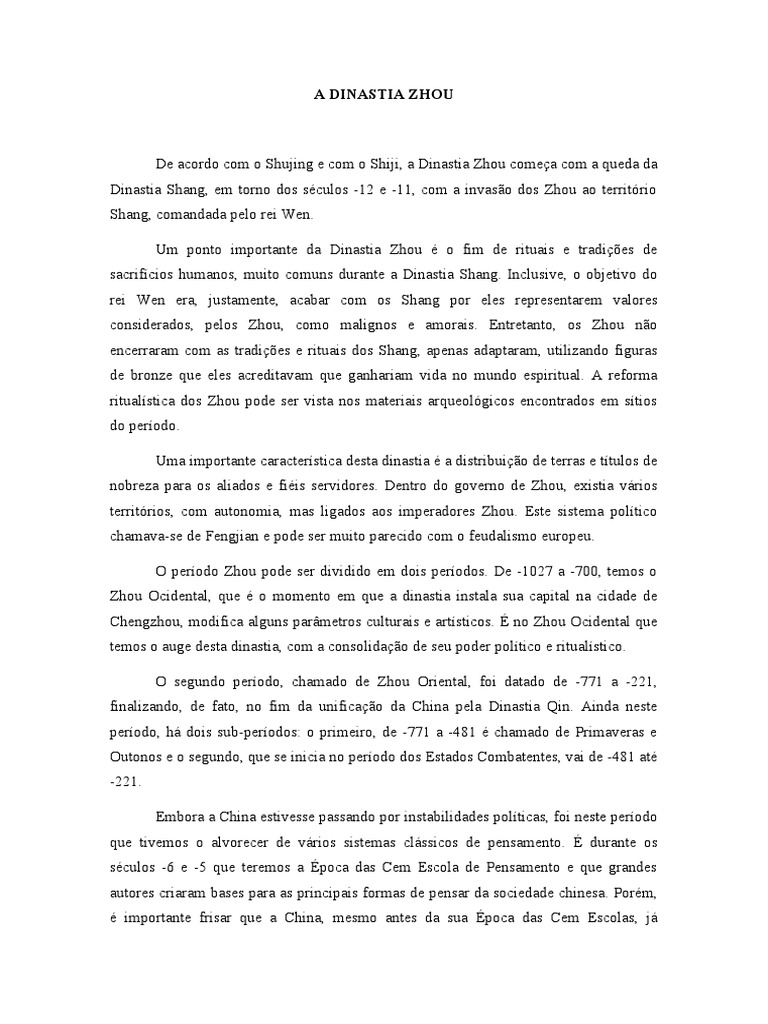 A Dinastia Zhou | PDF