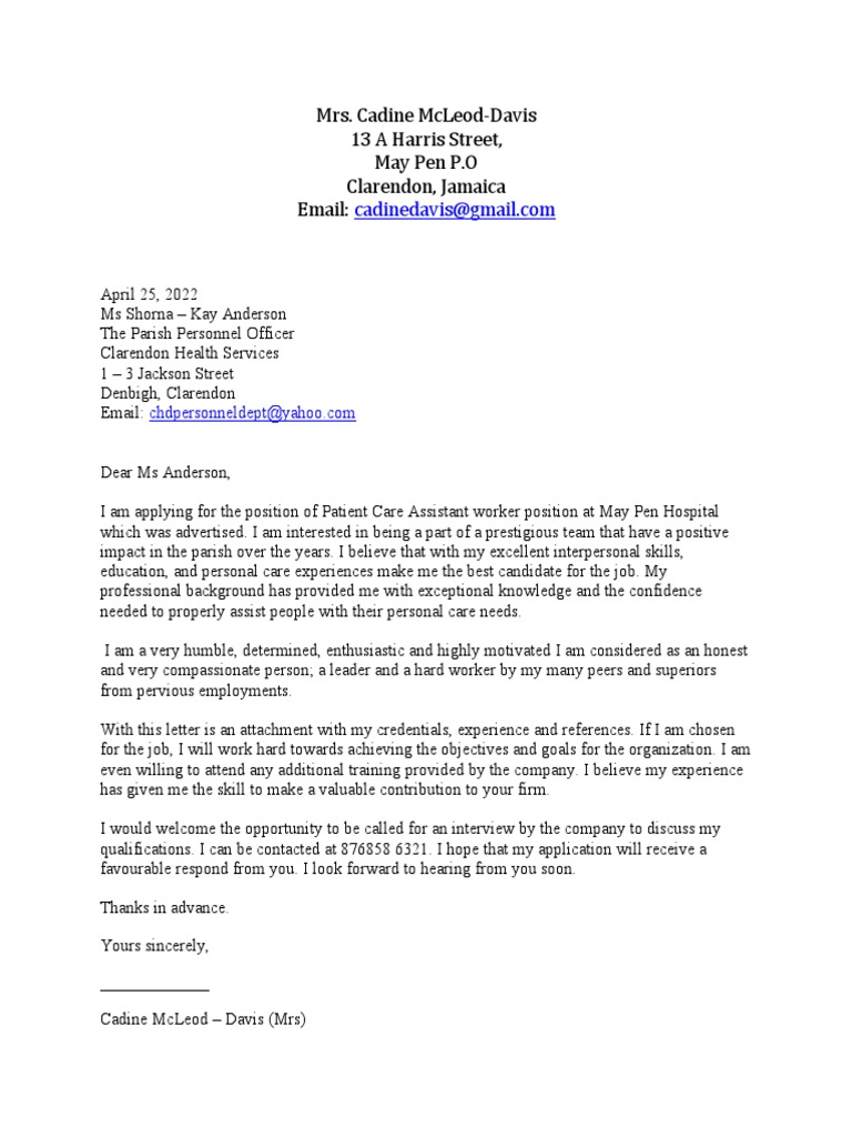 Application Letter For CHA | PDF