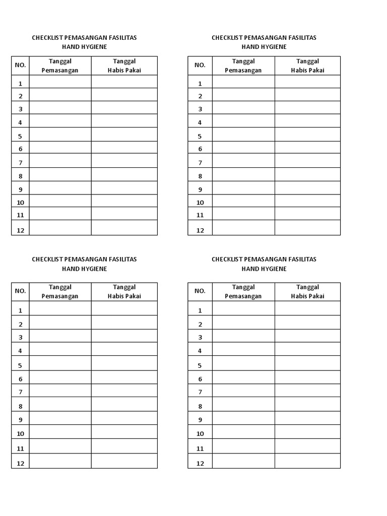 FORM. Ceklis Fasilitas HH | PDF