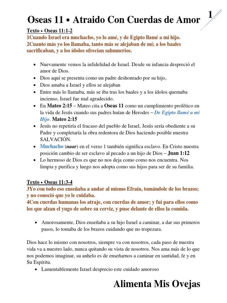 Oseas 11 Atrado Con Cuerdas de Amor | PDF | Amor | Jesús