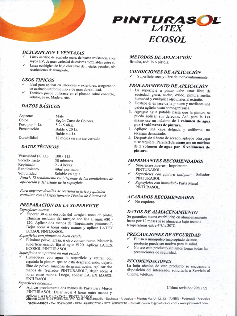 Ficha Tecnica Ecosol | PDF