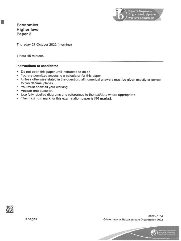 N22 Economics HL Paper 2 | PDF