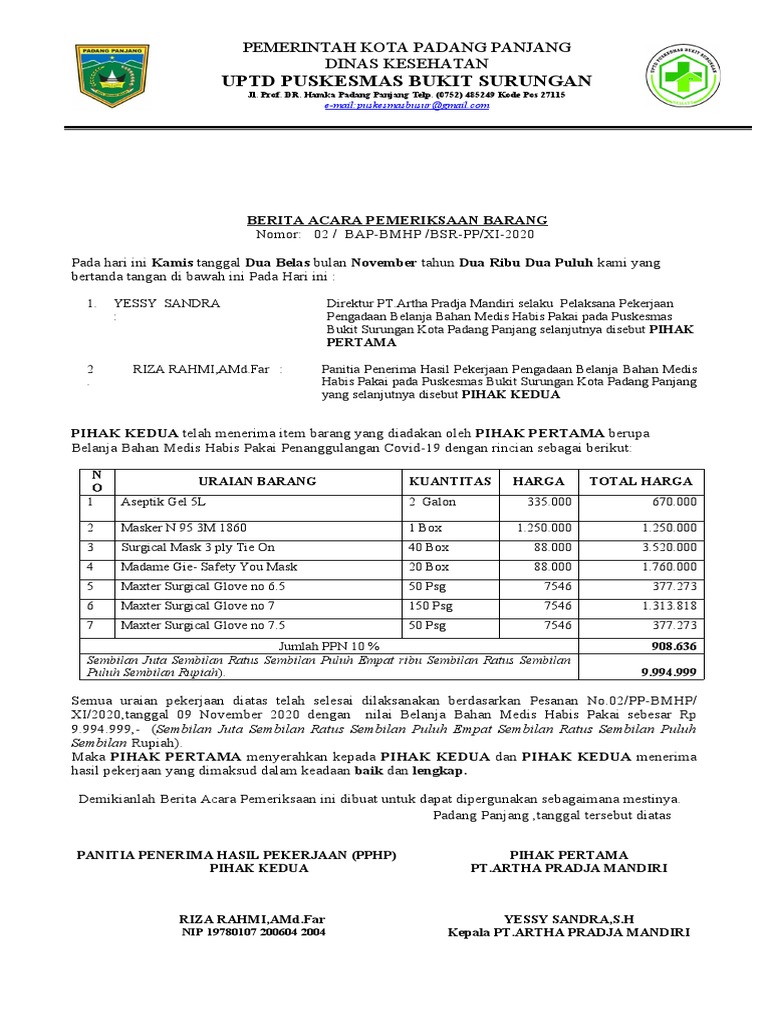 Berita Acara Pengadaan Pdf