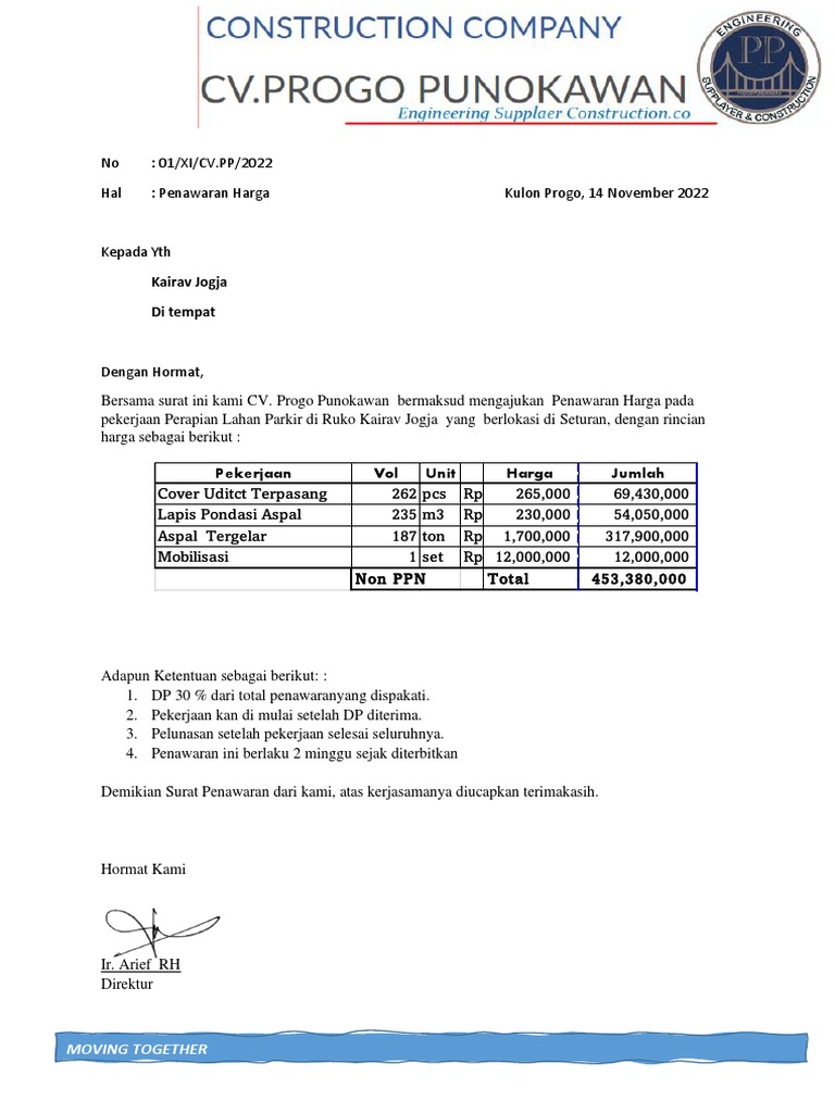 Penawaran Aspal - CV - PP | PDF