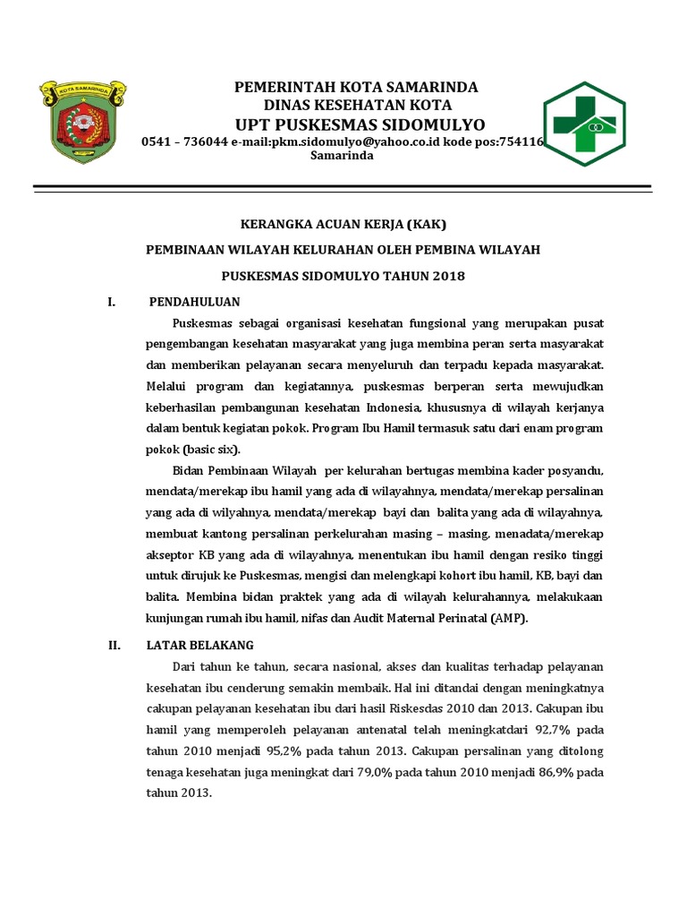 KAK PEMBINAAN BIDAN WILAYAH Ika | PDF