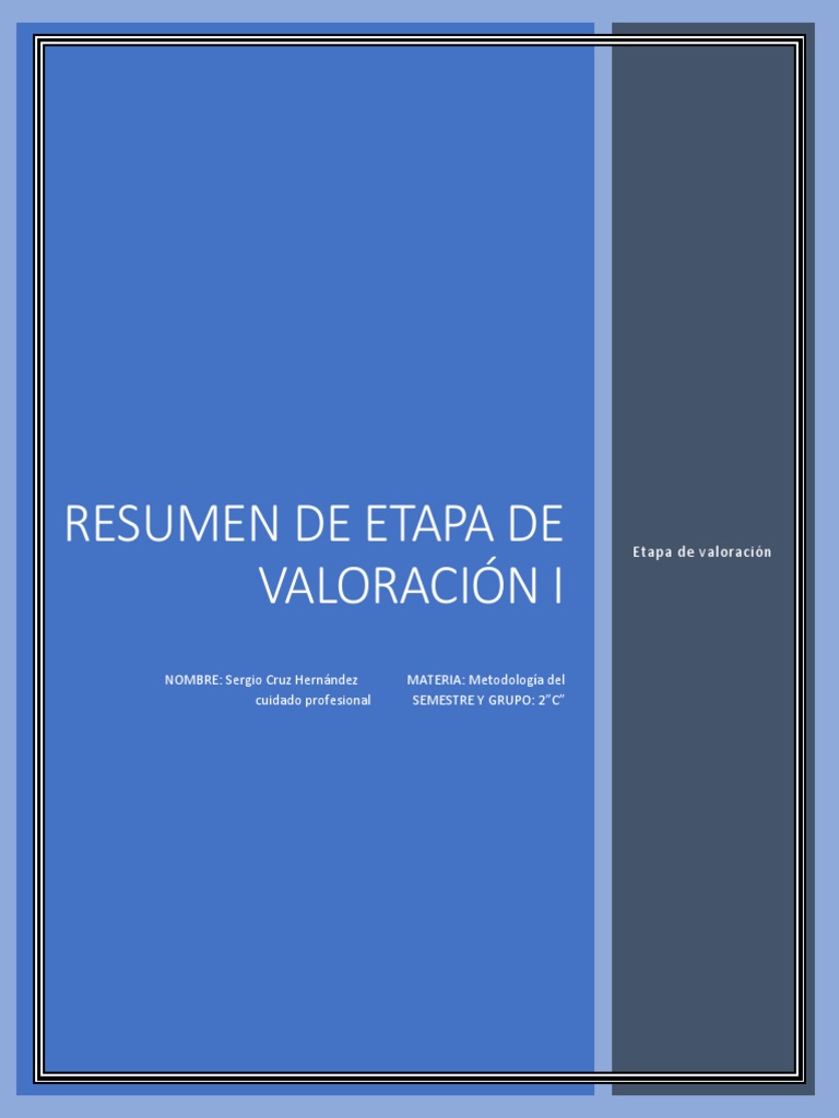 RESUMEN DE ESTAPAS DE ETAPAS DE VALORACIÓN L | PDF | Comunicación | Enfermería