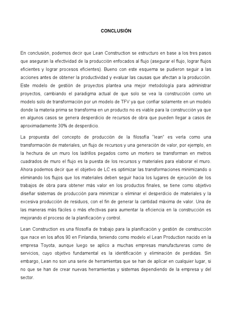 Conclusión de Administración | PDF | Lean Manufacturing | Gestión de ...