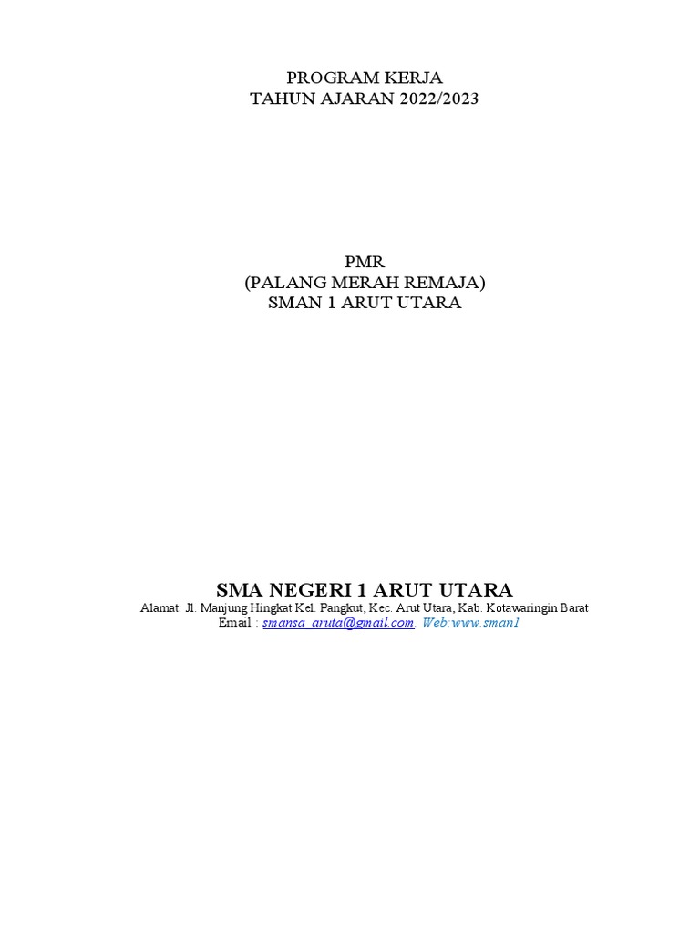 Program Kerja PMR SMAN 1 Arut Utara | PDF