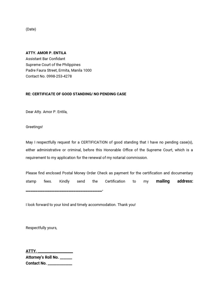 Sample Format (Signed Letter-request for Obc Clearance) | PDF