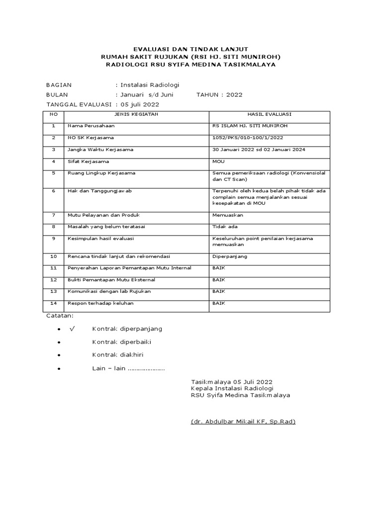 Monev Mou Radiologi | PDF
