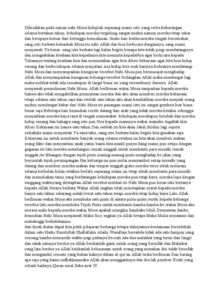 Kisah Dermawan Suami Istri Zaman Musa | PDF | Perjalanan