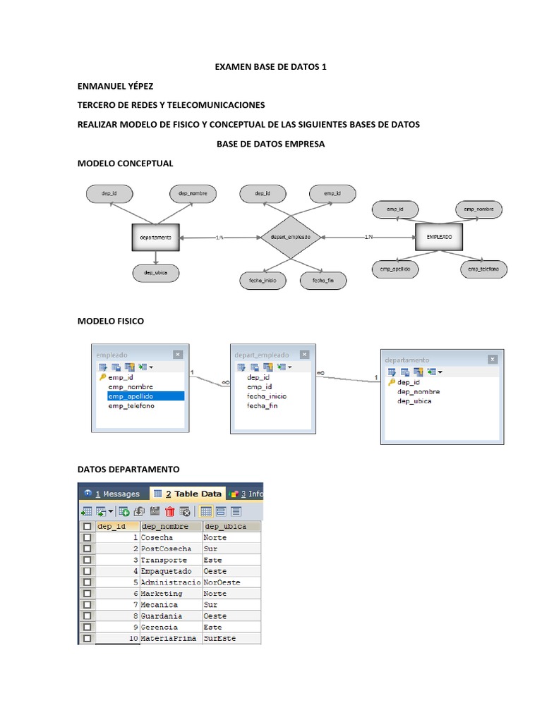 Examen Base de Datos 1 | PDF