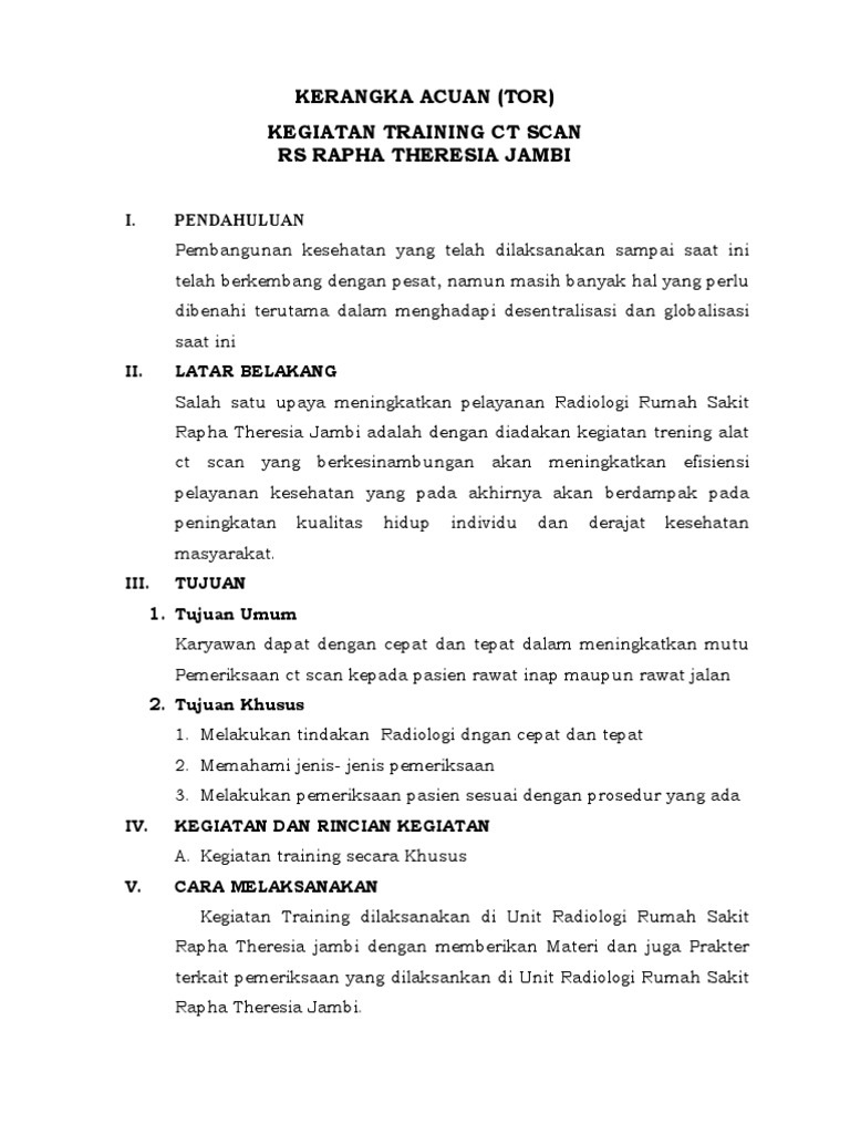 Kerangka Acuan Training CT | PDF