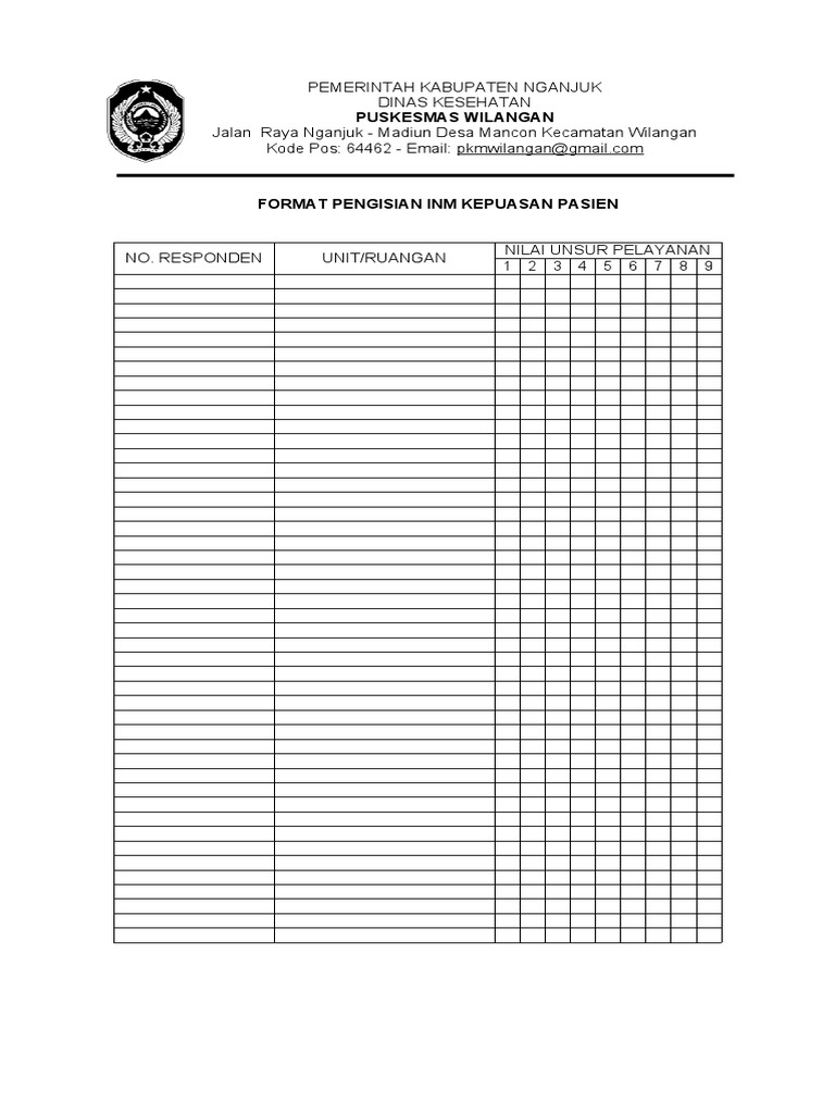 Form Kepuasan Pasien | PDF