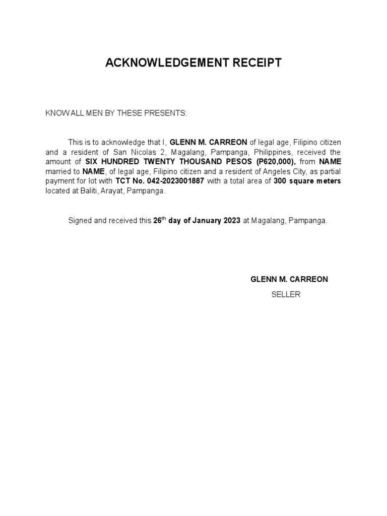 Acknowledgement Receipt | PDF