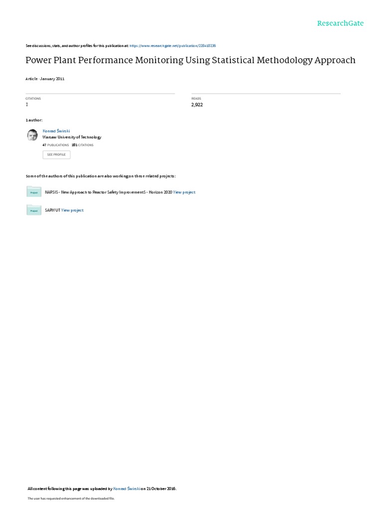 Power Plant Performance Monitoring Using Statistic | PDF | Principal ...
