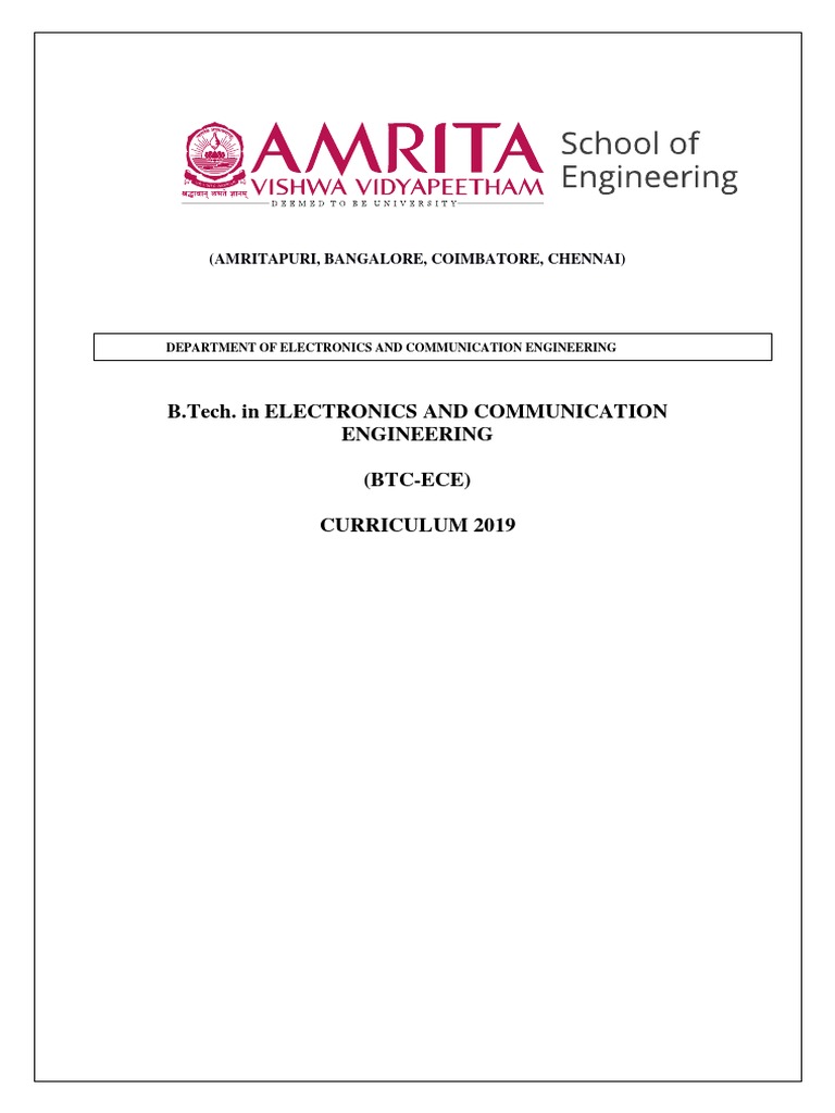 2019 Amrita Btech Electronics Communication Engineering Curriculum | PDF | Electronics | Engineering