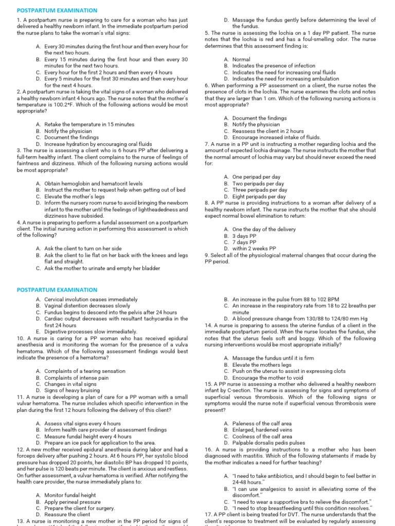 Postpartum Examination | Download Free PDF | Breastfeeding | Postpartum ...
