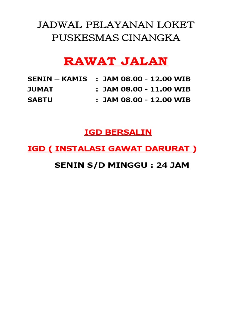 JADWAL PELAYANAN | PDF
