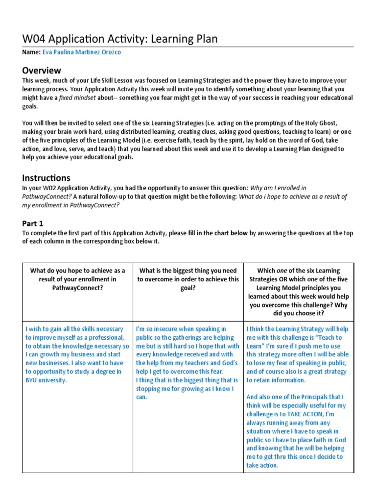 pc101 Document w04ApplicationActivityTemplate | PDF | Teachers | Learning