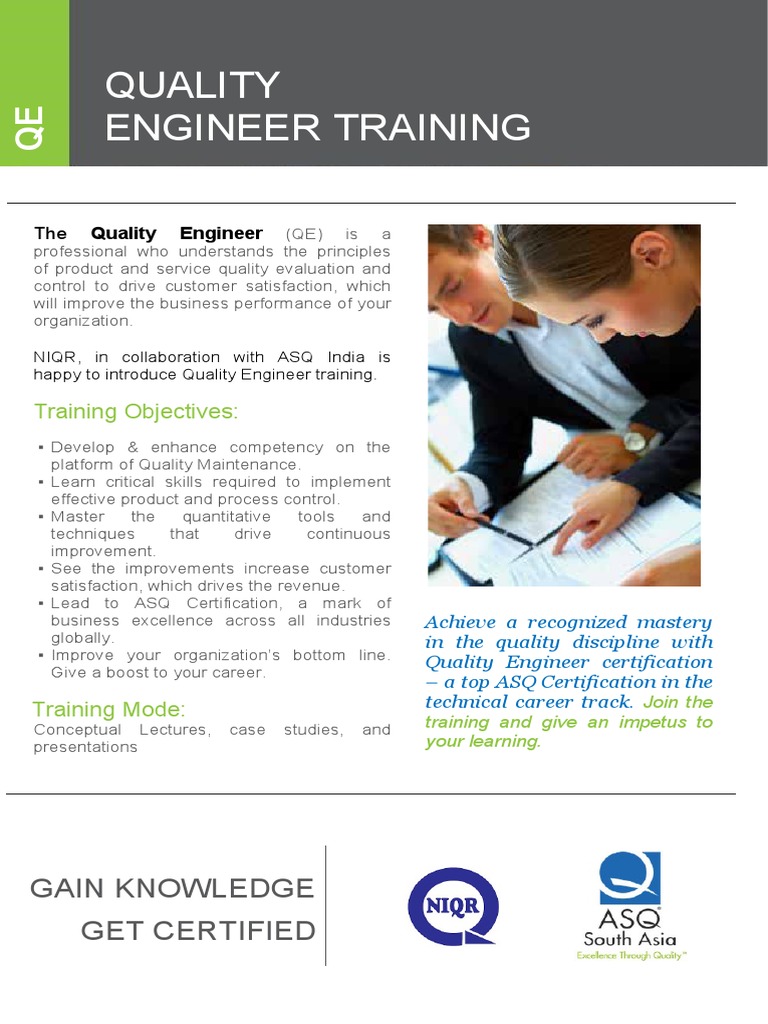 Brochure CQE Training NIQR ASQ | PDF | Engineer | Professional ...