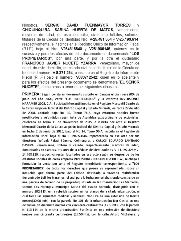 Nosotros, Sergio David Fuenmayor Torres y Chiquinquira | PDF