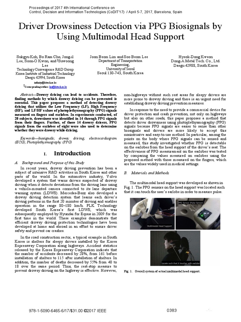 Driver Drowsiness Detection Via PPG Biosignals by Using Multimodal Head Support | Download Free ...